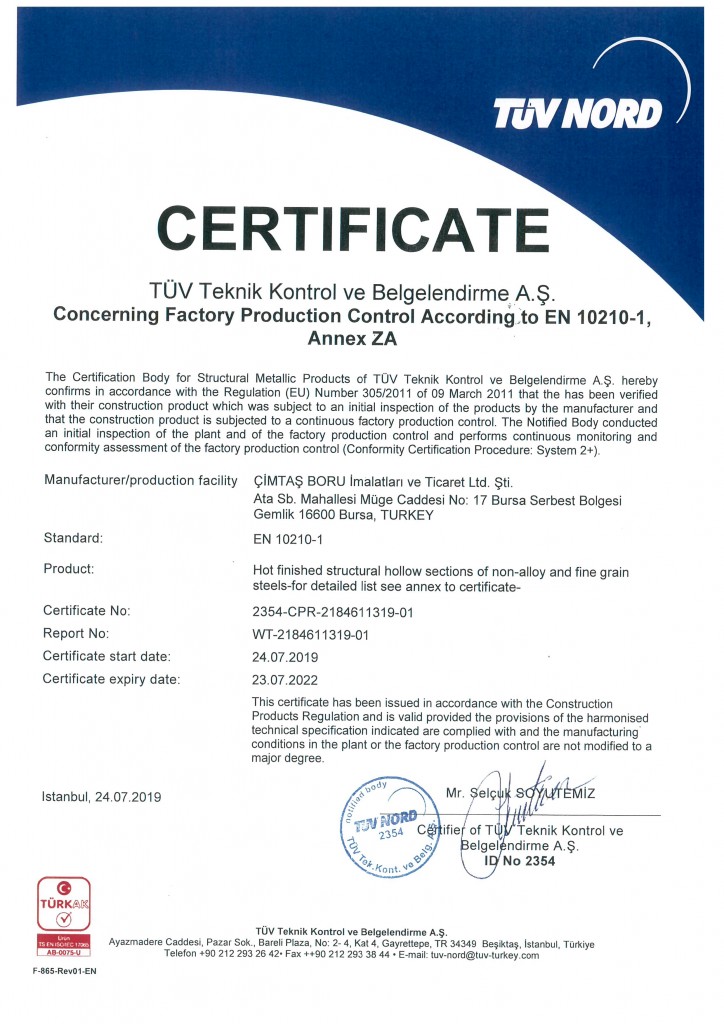 Cimtas | Certification