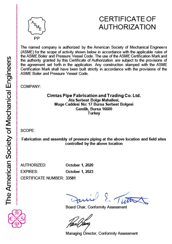 Cimtas | Certification